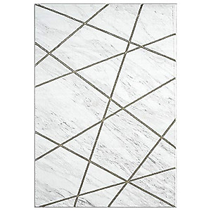 Abani Luna LUN150A Contemporary Marble Gold Lines Area Rug 7'9" x 10'2"