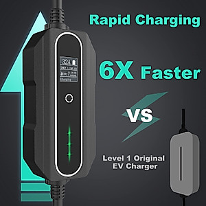 MAX GREEN Speeder Level 2 EV Charger, Adjustable Current (10A/16A/20A/24A/32A) Portable EVSE, 240V 25ft NEMA 6-50 Electric Vehicle Charging Station