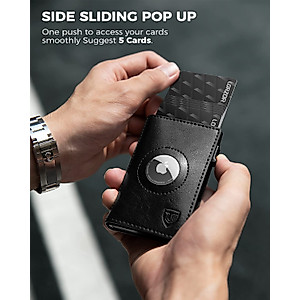 LORZOR Slim Airtag Wallet for Men, Bifold Leather Mens Wallets with Magnetic Closure, Smart Wallet RFID Blocking Pop Up Card Holder,Minimalist Wallet with Gift Box（No Airtag Included）