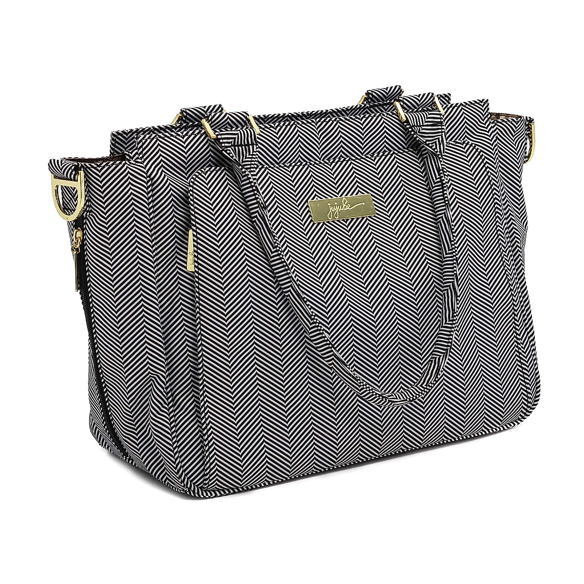 JuJuBe Be Classy Structured Multi-Functional Multi-Functional Diaper Bag/Purse, Legacy Collection - The Queen of the Nile - Black/White Chevron