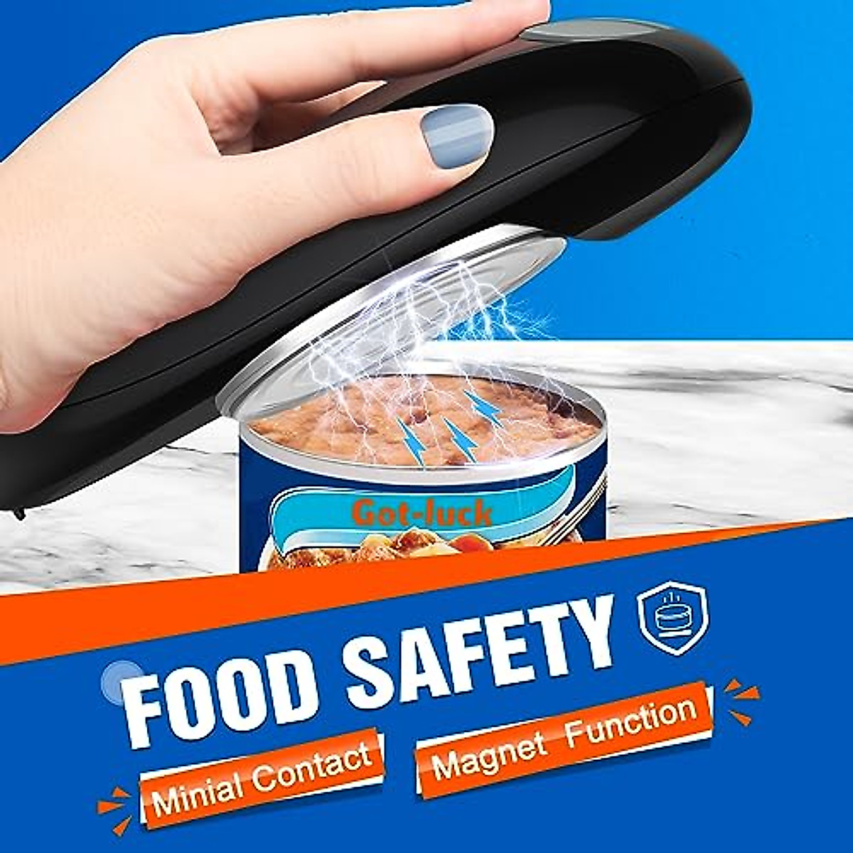 One Touch Electric Can Opener, Hands Free Automatic Can Openers Fit Different Cans with No Sharp Edges for Kitchen, Food Safe Battery Can Opener Kitchen Essential