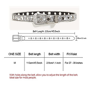 Rhinestone Belts for Women Western Cowgirl Bling Skinny Leather Belt for Jeans Pants Dresses (Fit for 27"-39")