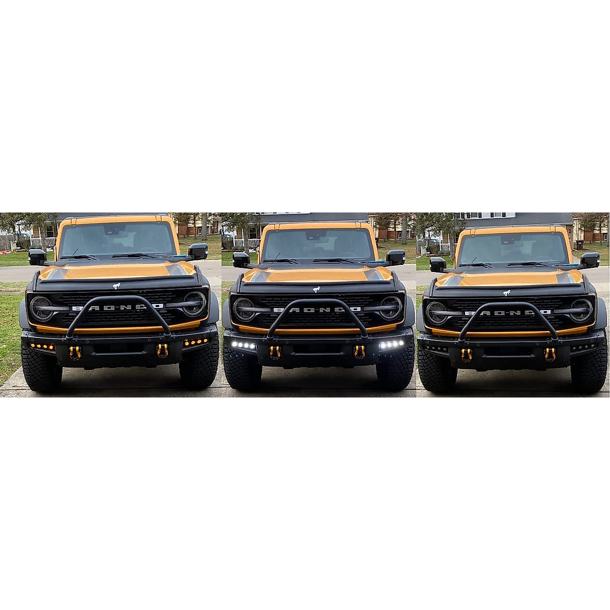 M&R Automotive LED Lights with Mounts and Hardware,Ultra-Bright 2021+ FORD BRONCO LED M&R MODULAR BUMPER FOG LIGHT KIT,Easy Install LED Light in 16000 LumenWhite and dual function AMBER DRL,BroncoTOP