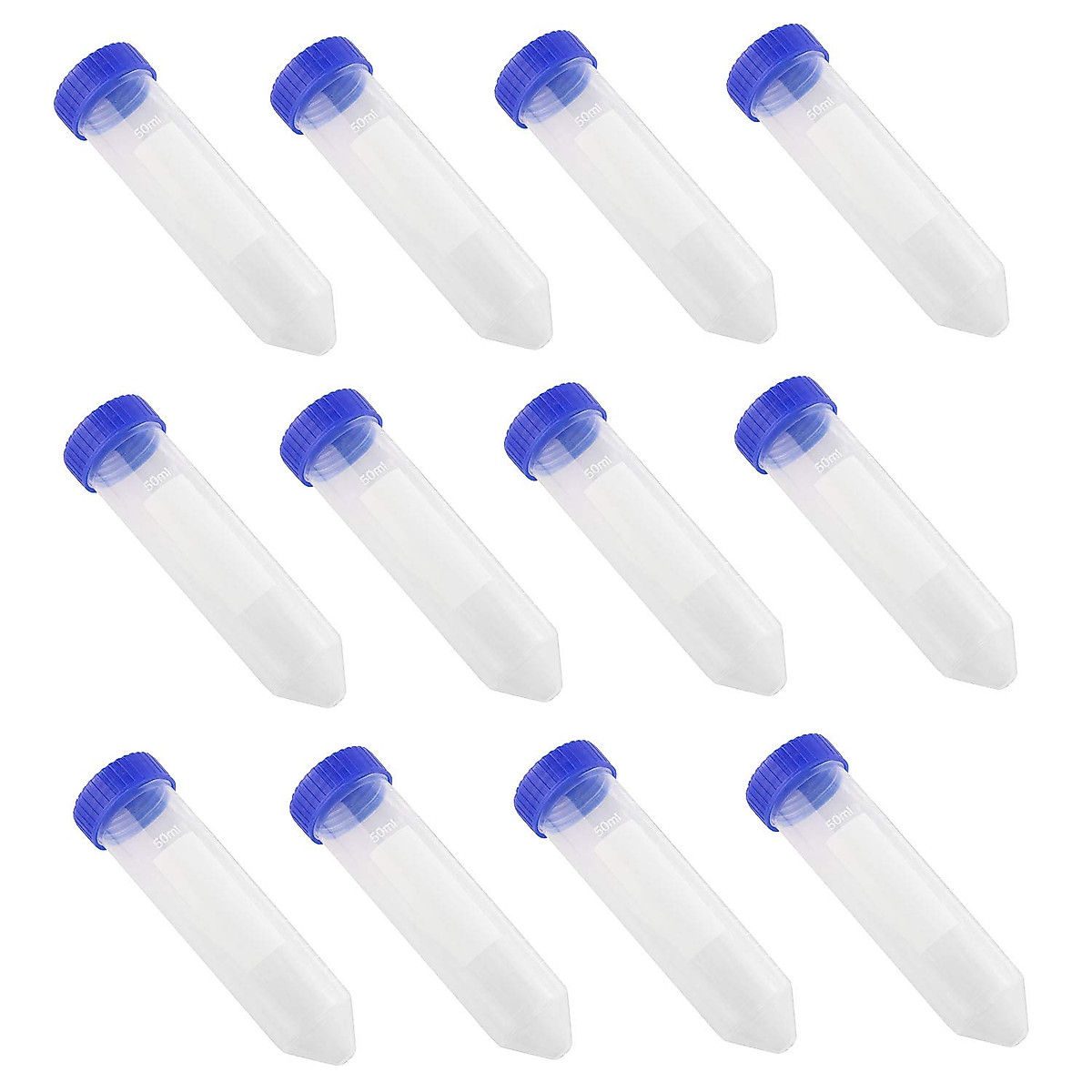 JCBIZ 12pcs 50ml Screw Mount Conical Centrifuge Tubes with Scale EP Tube with Screw Cap for Processing Precision Samples and Storing Tiny Samples