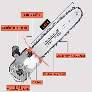 12 Inch Chainsaw Attachment for Angle Grinder, Electric Chain Saw Converter Accessories for Wood Cutting Applicable Angle Grinder 5/8”-11 Thread ABOR M10 M12 M14