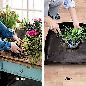 k’S Plant Potting Mat, Reusable Waterproof Garden Plant Seedling Repotting Tray Foldable Indoor Transplanting Tidy Flower Potting Tarp with 10 Pack Plant Labels and Clips (39.3 x 39.3 inch)