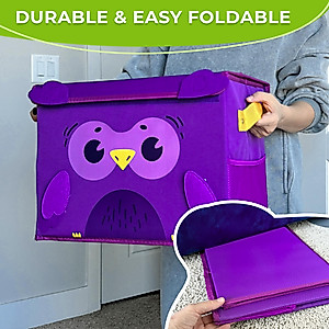 QUOKKA Large Toy Storage Box Unicorn & Small Toy Storage Box Owl Playroom Organizers