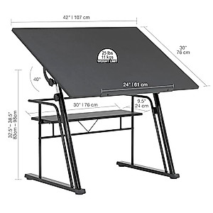 STUDIO DESIGNS Zenith Craft Desk Drafting Table, Top Adjustable Drafting Table Craft Table Drawing Desk Hobby Table Writing Desk Studio Desk, Black, 13340