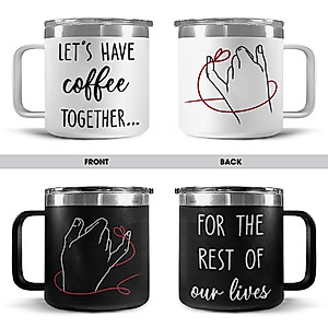 Giveena Fiance Gift For Women - Stainless Steel 14oz Mug Set of 2- Anniversary Wedding Engagement Gifts for Couple Bride and Groom - Bridal Shower Gift For Bride To Be Christmas Gift For Couple Wife