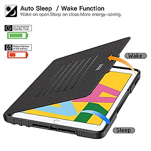 ZtotopCase iPad 9th/8th/7th Generation Case, [6 Magnetic Angles] Highly Protective & Shock Absorption Cover with Pencil Holder for iPad 10.2 Inch 2021/2020/2019 - Black