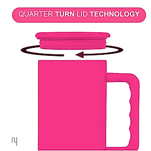 CeylonManel 40oz Stainless Steel Double Wall Vacuum Insulated Sublimation Tumbler with Handle, Straw, Lid Travel Cups in Matte Finish (Pink), Large