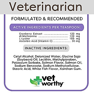 Vet Worthy Urinary Paw Gel for Cats - Cat Supplement to Support Healthy Urinary Tract and Bladder Health - Feline Supplement with Cranberry Extract, L-Lysine and Vitamin C - Salmon Flavor, 3oz
