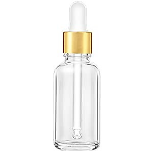 Bumobum 2 oz Dropper Bottle, 24 pack Clear Glass Eye Dropper Bottles with Golden Top Cap for Essential Oils, Tincture Bottle with Labels and Funnel