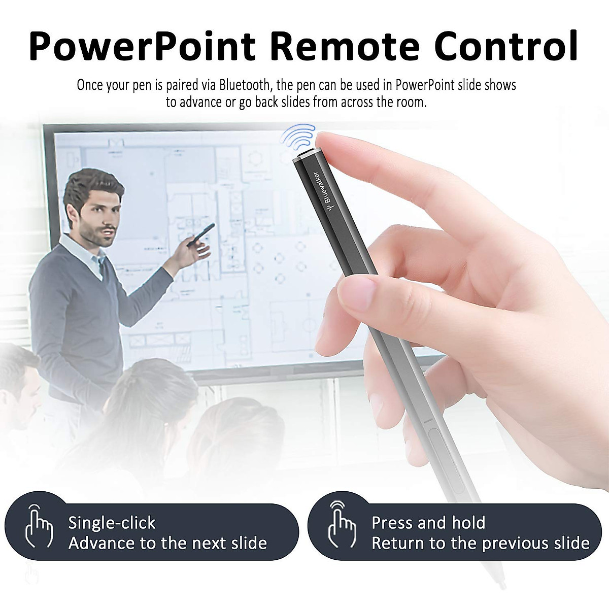 RENAISSER Raphael 520BT Stylus Pen for Surface, Bluetooth for Remote Control, Designed in Houston, Made in Taiwan, 4096 Levels of Pressure Sensitivity, Magnetic Attachment, Rechargeable