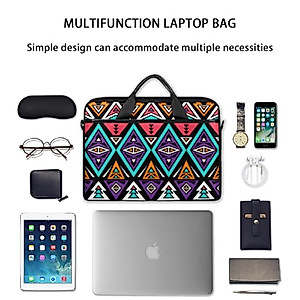 Ethnic Pattern Laptop Computer Bag Waterproof Shoulder Messenger Bag 13-15 inch Durable Laptop Tote Bag with Shoulder Strap Handle Lightweight Crossbody Briefcase