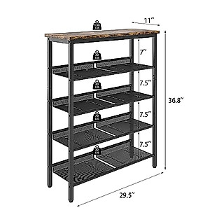 5 Tier Modern Metal Free Standing Shoe Storage Rack Shlef with Adjustable Feet, Hold up to 20 pair, for Entryway Hallway Small Spaces Men Women, Black