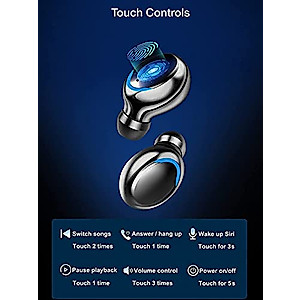 Acuvar Fully Wireless Bluetooth 5.0 Rechargeable IPX7 Waterproof Earbud Headphones with Microphone 100+ Hrs Playtime Case, Powerful Surround Stereo Bass and Passive Noise Cancelling (Black)