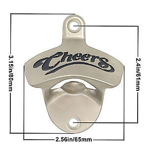 HAIICEN Cheers Magnetic Beer Bottle Opener Wall Mounted Bottle Cap Opener with Magnet Embedded for Bartender Kitchen Party Gifts (Pack of 2)