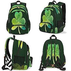 St. Patrick's Day St. Patrick's Day Clover Bookbag School Backpack Teens Girls Boys Schoolbag Shoulder Computer Hiking Gym Travel Casual Travel Daypack