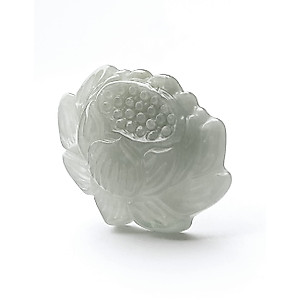 Dahlia Lotus Jade Necklace, Real Grade A Certified Burma Jadeite for Beauty and Purity, Sterling Silver Italy Chain Rhodium Plated for Scratch Resistant and Anti-Tarnish, Silver Bale - Q100