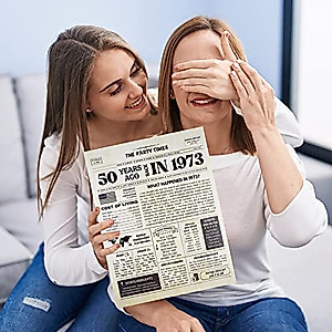 Funny 50th Birthday Card, Back in 1973 Birthday Card for Boyfriend, Happy 50th Birthday Card Gifts for Women Men, 50th Wedding Anniversary Card Gifts for Parents Couple, 10.6x7.8 inch