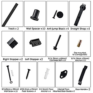 ARKHJEM Double Sliding Barn Door,60in(Double 30”×84in Frosted 3 Panel Glass Barn Door,Water-Proof PVC Surface,Hardware Kit Included, Assembly Needed,White