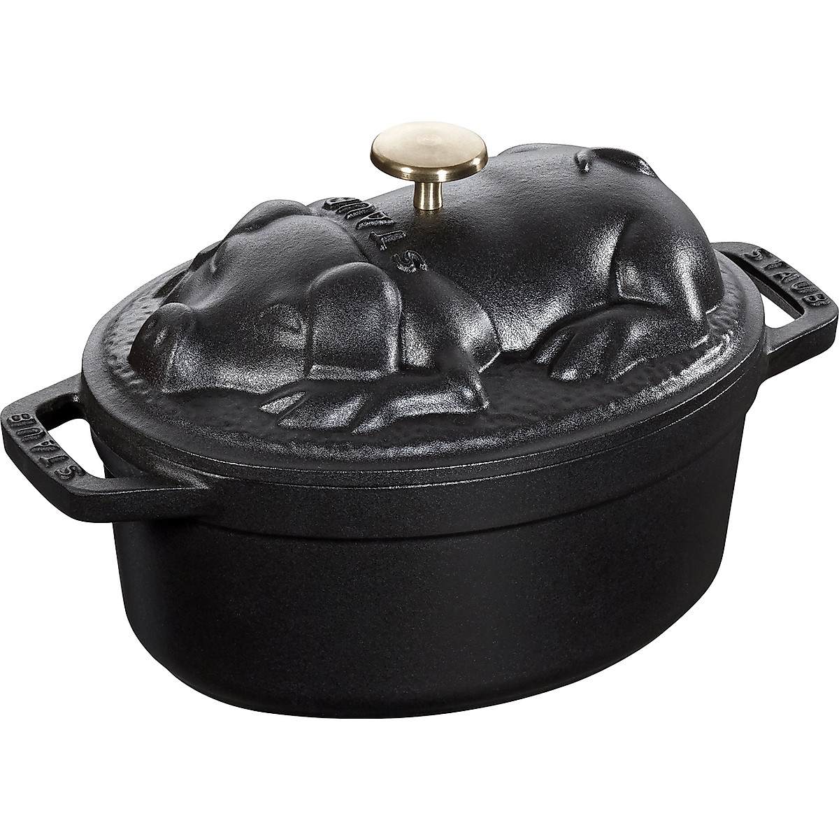 STAUB 40500-171-0 Cocotte pig casserole dish in black cast iron 17 cm,25.5 x 23.5 x 11 cm