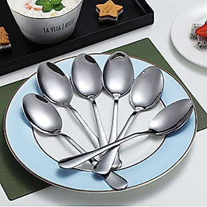 Dinner Spoons, Kyraton 6 Pieces 7.5" Stainless Steel Table Spoon, Soup Spoons, Dessert Spoons Sliverware Dishwasher Safe Set of 6