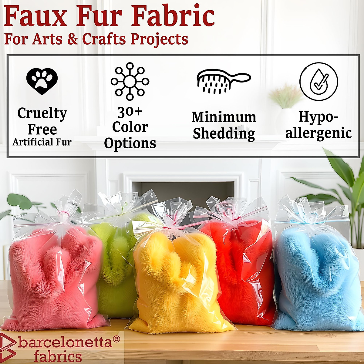 Barcelonetta | Faux Fur Fabric | Faux Craft Fur | Fake Fur Fabric Material for Costume, Decoration, Fun | Fluffy, Fuzzy | Long Pile, Shag, Mohair | Plush Artificial Fur (Dark Grey, Half Yard)