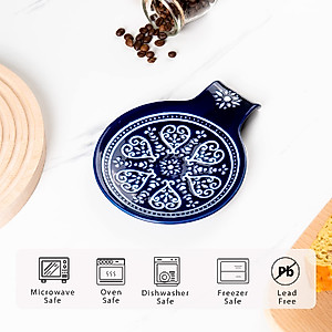 Magclay Porcelain Spoon Rest, Ceramic Spoon Holder for Kitchen Counter and Stove Top, Utensils Rest, Great Cooking Gifts for Friend, Modern Farmhouse Decorative, Navy