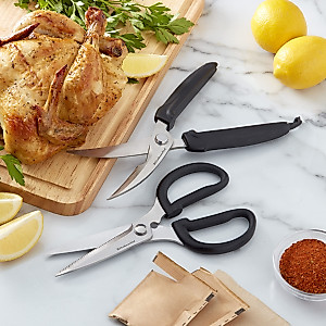 KitchenAid Stainless Steel All Purpose and Poultry Shears Set with Soft Touch Handles, 2 Piece, Black