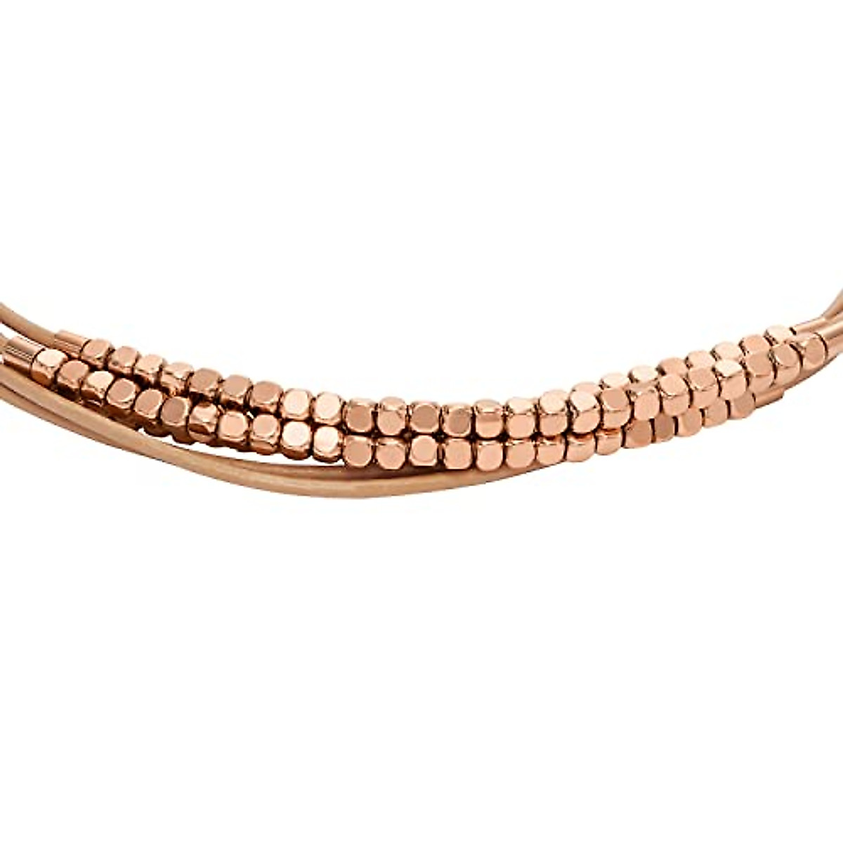 Fossil Women's Rose Gold Beaded Leather Bracelet, Color: Rose Gold (Model: JF04472791)