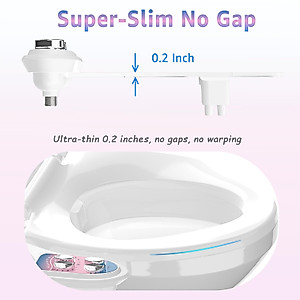 Aünsffer Toilet Bidet Attachment for Toilet, No-Electric Fresh Cold Water with Dual Nozzles Sprayer, 3 Wash Modes (Feminine/Bidet Wash + Self-Cleaning)，Fits Standard Toilet Bowl, Blue Pink