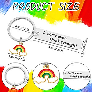 Sasylvia 2 Pcs Gay Pride Gifts Funny Gay Keychain LGBTQ Accessories Rainbow Keychain LGBT Jewelry I Can't Even Think Straight Keychain with Rainbow Charm for Lesbian Gay Christmas Birthday Stuff