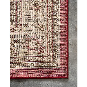 Unique Loom Sialk Hill Collection Area Rug - Washington (5' 3" x 8' Rectangle, Burgundy/ Cream)