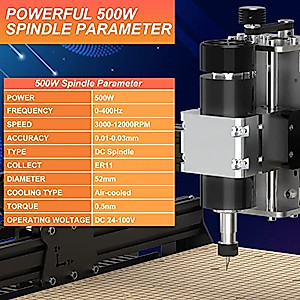 500W CNC Router Machine, 4540 CNC Machine for Metal, 3-Axis Stainless Steel Engraving Milling Machine for Carving Cutting Wood Acrylic PCB MDF Nylon, Working Area 430x390x90mm (16.9x15.4x3.5”)