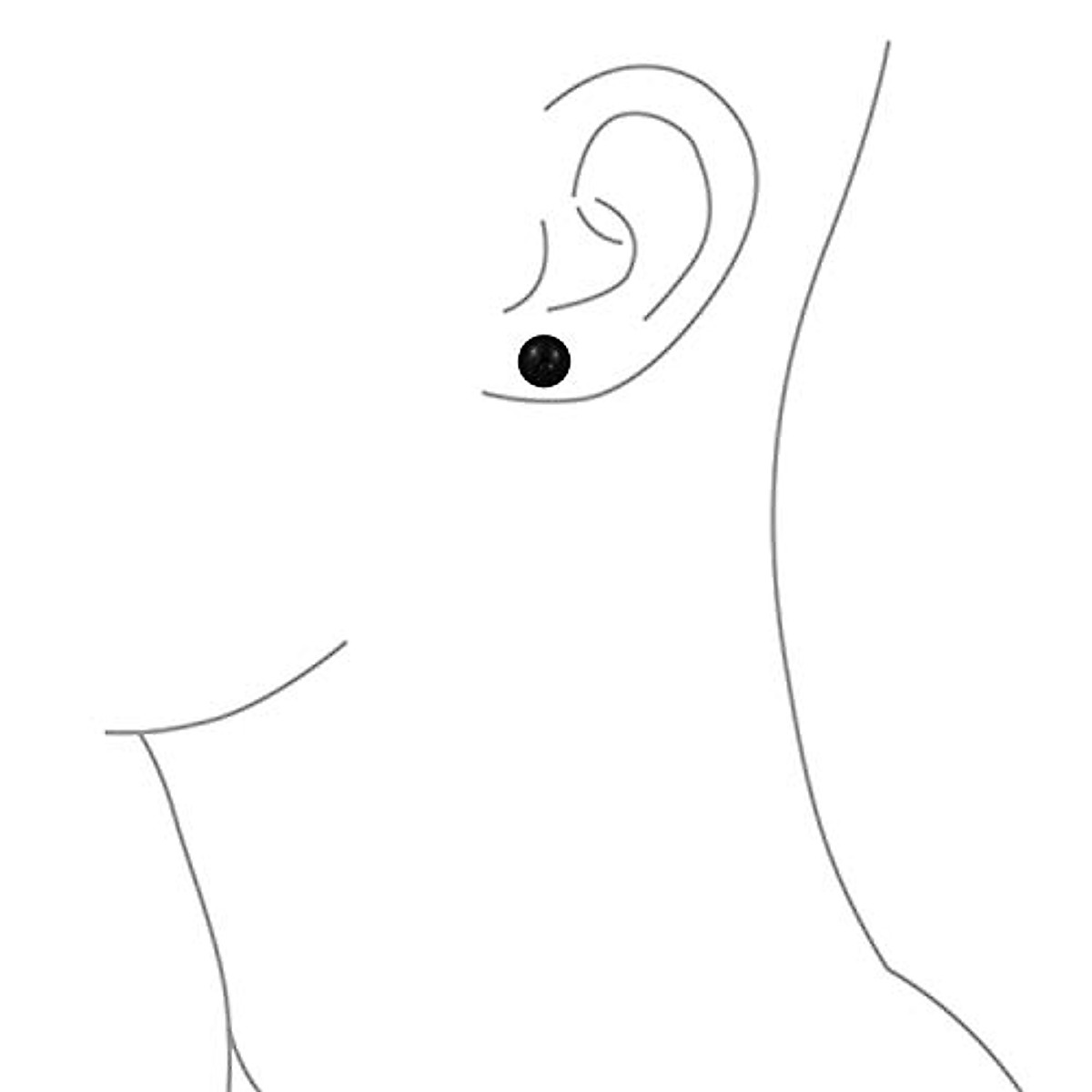 Simple Gemstone Black Onyx Round Ball Stud Earrings For Women .925 Sterling Silver 10MM