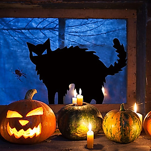 FEQO 9 Piece Outdoor Yard Decorations - Black Cat Halloween Silhouette Garden Stakes