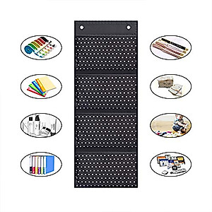 Eamay Wall Mount/Over Door File Hanging Storage Organizer - 4 Large Office Supplies File Document Organizer Holder for Office Supplies, School, Classroom, Office or Home Use, White Dots Pattern