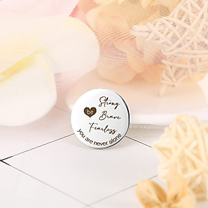 Sureio Pocket Hug Token Long Distance Relationship Keepsake Stainless Steel Double Sided Inspirational Gift with Keychain (Be Strong)