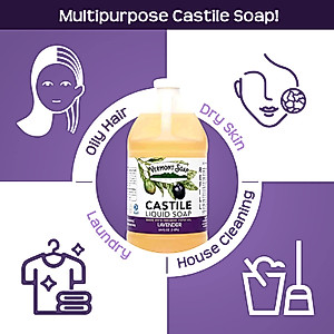 Vermont Castile Soap Lavender, Gentle Liquid Soap for Sensitive Skin & Natural Body Wash, Organic Hair Shampoo for Oily Hair, Aloe Castile Soap for Men & Women - 64 Oz