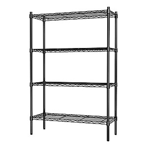 SZQINJI 4-Shelf Storage Wire Shelves Heavy Duty 4 Tiers Standing Shelving Units Adjustable Metal Organizer Wire Rack, Black