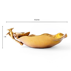 Chip and Dip Serving Bowl Gold Brass Tiered Snack, Candy & Salad Bowl Decorative Centerpiece Serving Platter for Nuts, Chip and Dip, Salsas, Food Tray, Serveware Home Decor Gift Entertaining 1PC