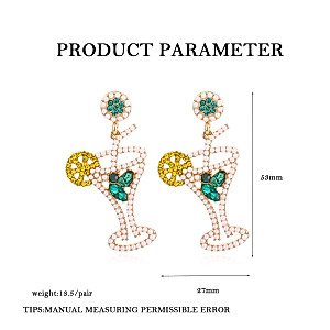 Champagne BottleDangle Earrings for Women Unisex,Sparkly Handmade Cocktails Tequila Dangling Earrings,Rhinestone Colorful Beaded Party Earrings,Statement Fashion Prom Wedding Holiday Jewelry (B)