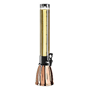 OGGI Beer Tower 3L/100oz - Beverage Dispenser with Spigot & Ice Tube, Margarita Tower, Mimosa Tower, Perfect Drink Dispensers for Parties, Drink Tower, Holds 6 Pints of Beer - Copper