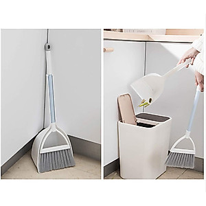Qidiwin Mini Broom and Dustpan, Home Kitchen Sweeping for Kids(White+Gray)