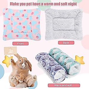 Jetec 3 Pieces Guinea Pig Bed Mat Rabbit Warm Bed Hamster Bedding Winter Hamster Sleep Pad for Bunny Hamster Squirrel Hedgehog Chinchilla, 3 Colors (Heart)