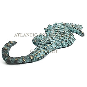 Ebros Coastal Marine Ocean Beautiful Seahorse Single Wall Mounted Brass Coat Hook Figurine Nautical Sea Life Metal Hanger or Hangers or Hooks Decor Sculpture of Seahorses