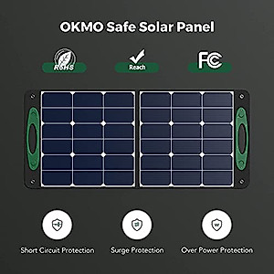 OKMO OS100 Portable Solar Panel for OKMO G1000/G2000 Portable Power Station Foldable Solar Charger with USB Outputs for Outdoor RV Camping Off Grid Solar Power Backup