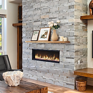 Axeman Rustic Floating Shelves, 48 Inch Wood Floating Shelf Mantle Shelf, 8 Inch Deep Wooden Wall Shelves for Living Room Bedroom Laundry Room Garage Farmhouse - Carbonized Black